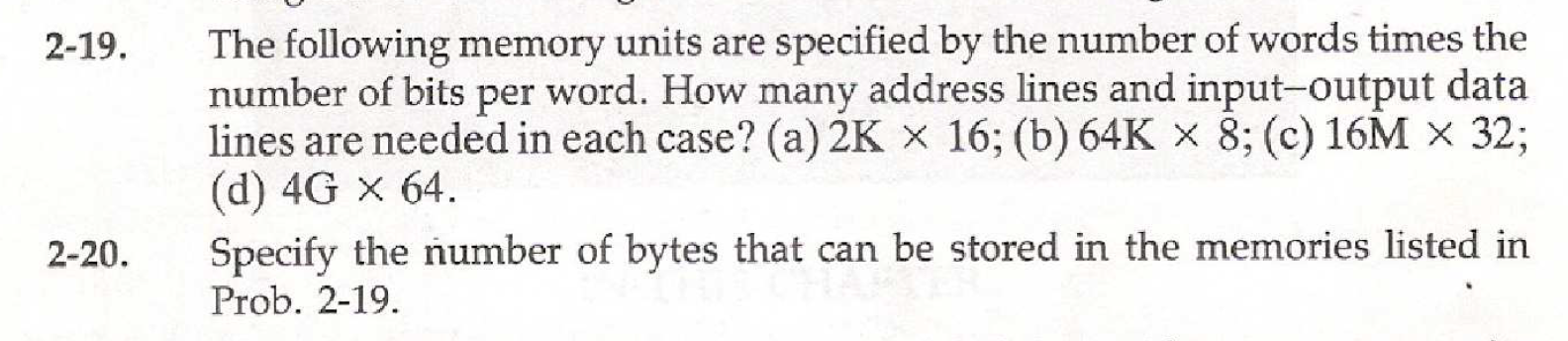 Solved 2-19. The following memory units are specified by the | Chegg.com