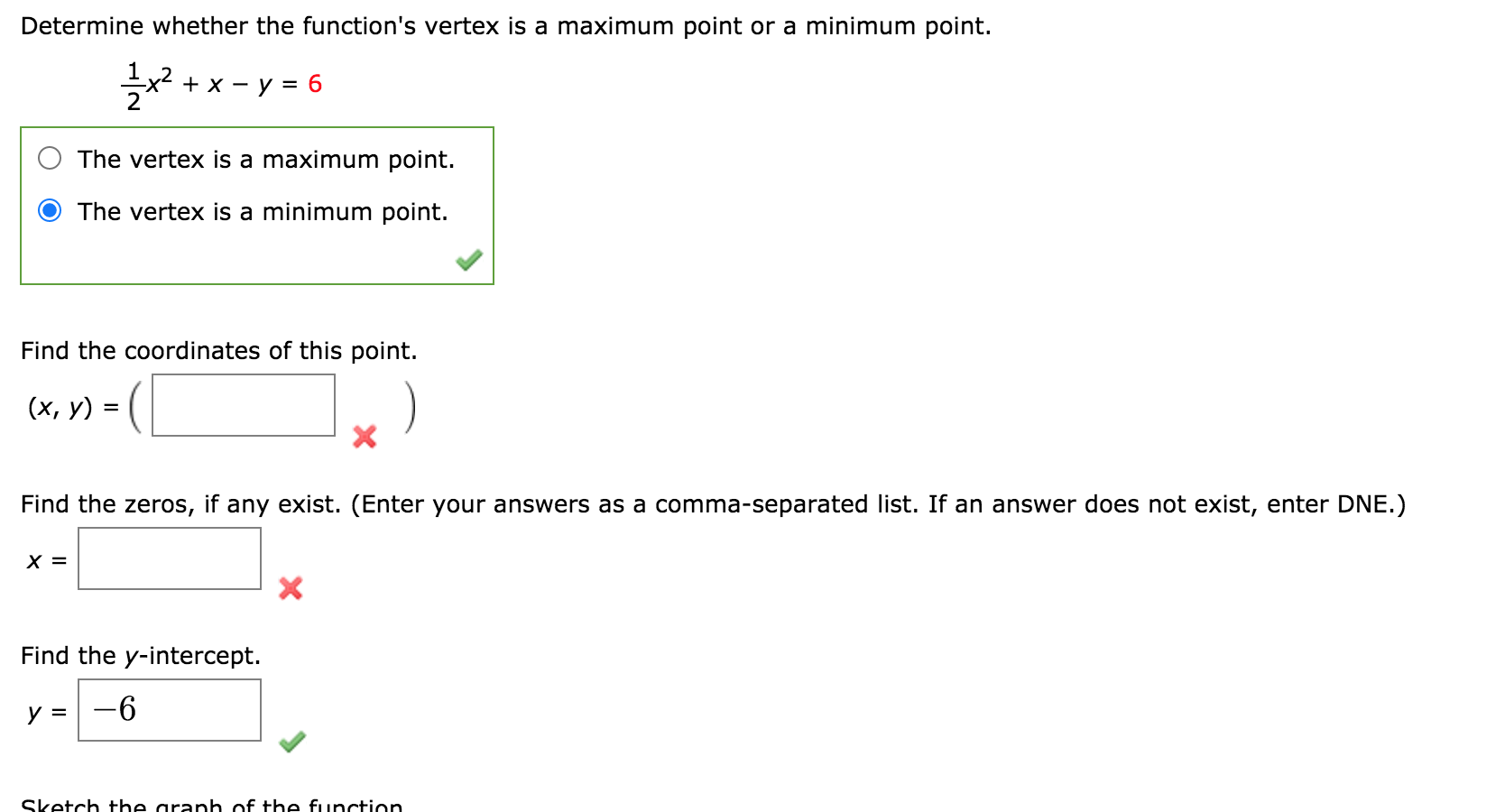 Solved Determine whether the function's vertex is a maximum | Chegg.com