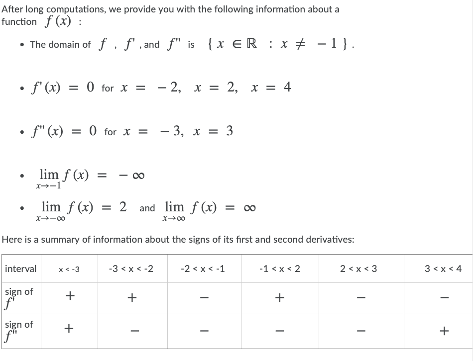 Solved After long computations, we provide you with the | Chegg.com