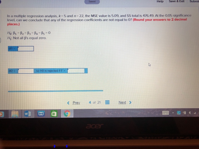 Solved Saved Help Save & Exit Submit In a multiple | Chegg.com