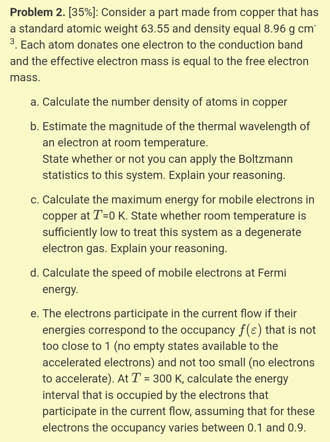 Solved Problem 2. [35\%]: Consider a part made from copper | Chegg.com