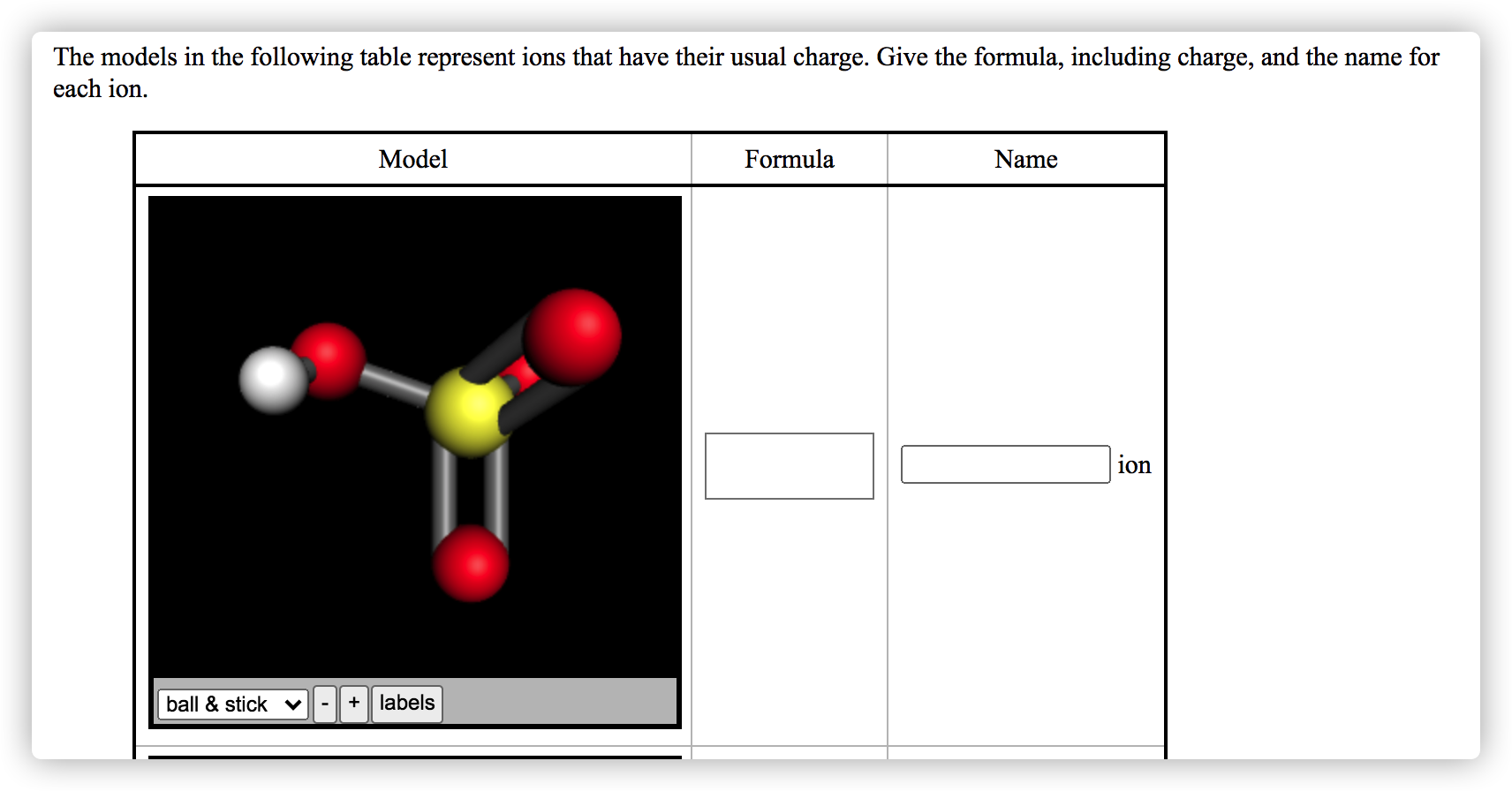 Solved The models in the following table represent ions that | Chegg.com