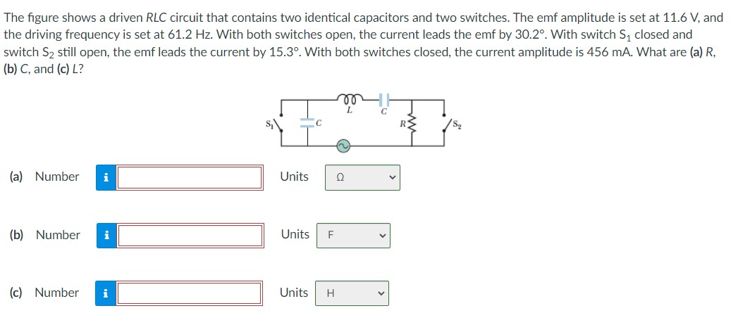 Solved The figure shows a driven RLC circuit that contains | Chegg.com