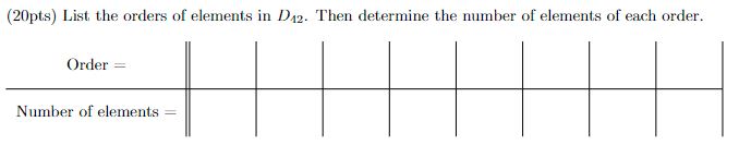 Solved List the orders of elements in D42. Then determine | Chegg.com