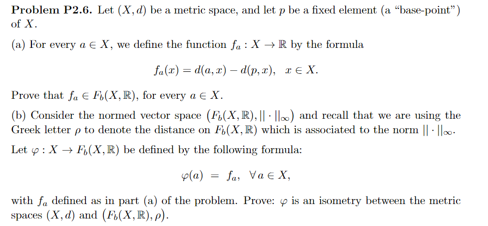 Solved Problem P2.6. ﻿Let (x,d) ﻿be a metric space, and let | Chegg.com