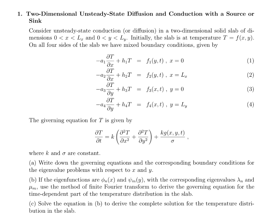 1. Two-Dimensional Unsteady-State Diffusion and | Chegg.com