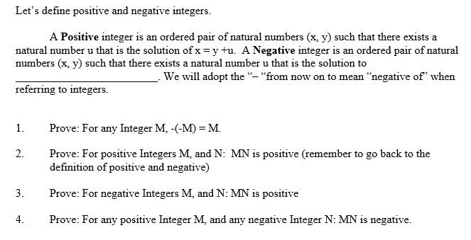 Solved Let's define positive and negative integers. A | Chegg.com