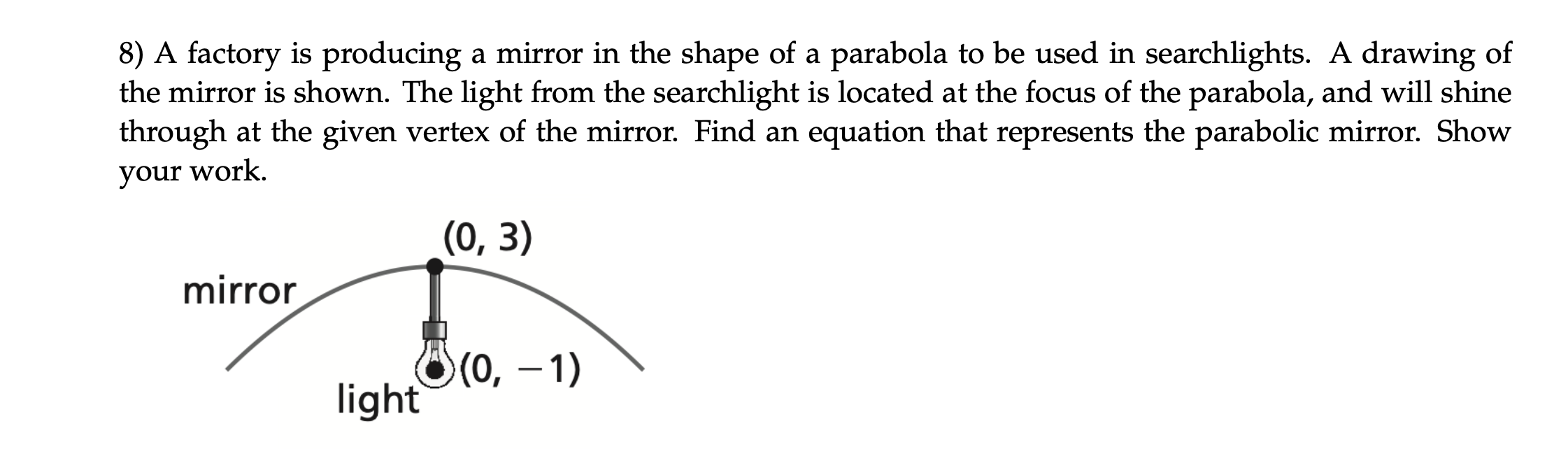 Solved 8) A factory is producing a mirror in the shape of a | Chegg.com