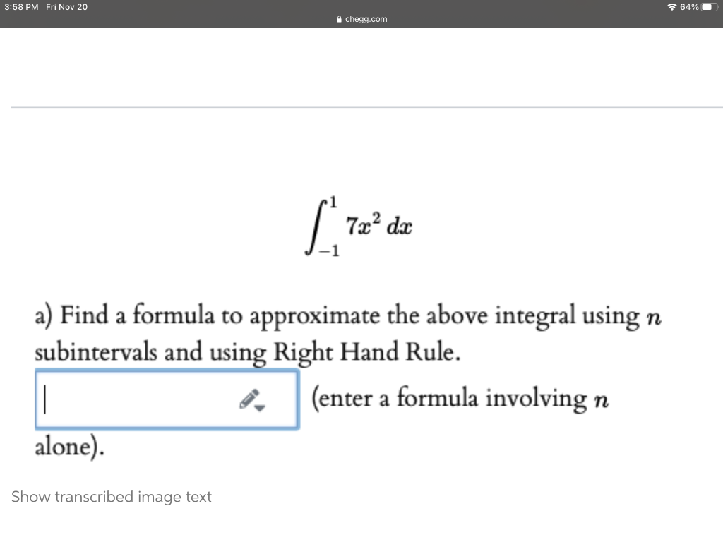 Solved I need a formula with n in it after using right hand | Chegg.com