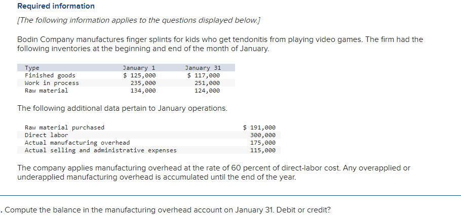 Solved Required information [The following information | Chegg.com