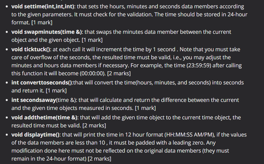 Solved Part1 : [20 Marks] Define and implement a class | Chegg.com