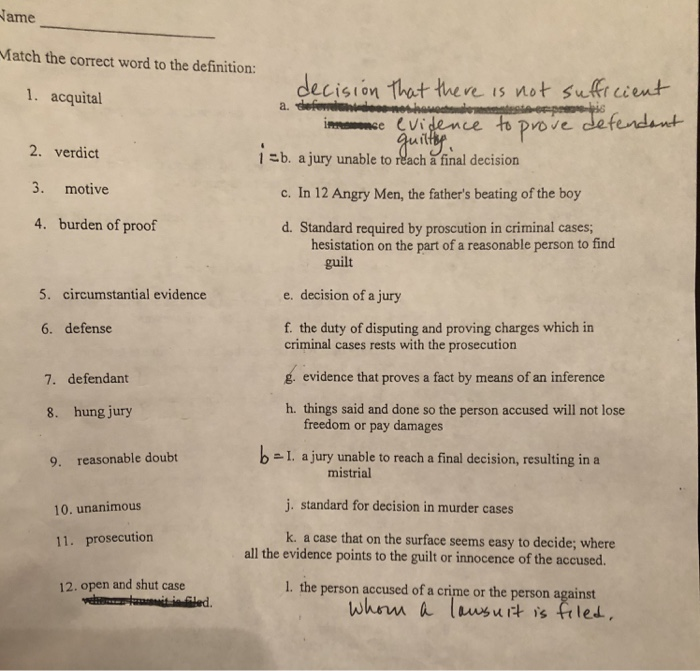 Solved ame Match the correct word to the definition: | Chegg.com