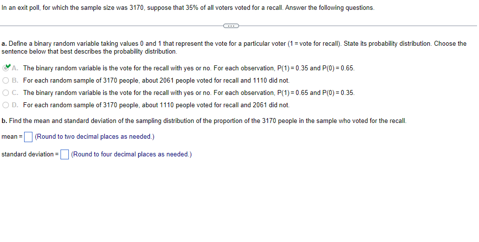 Solved a. Define a binary random variable taking values 0 | Chegg.com
