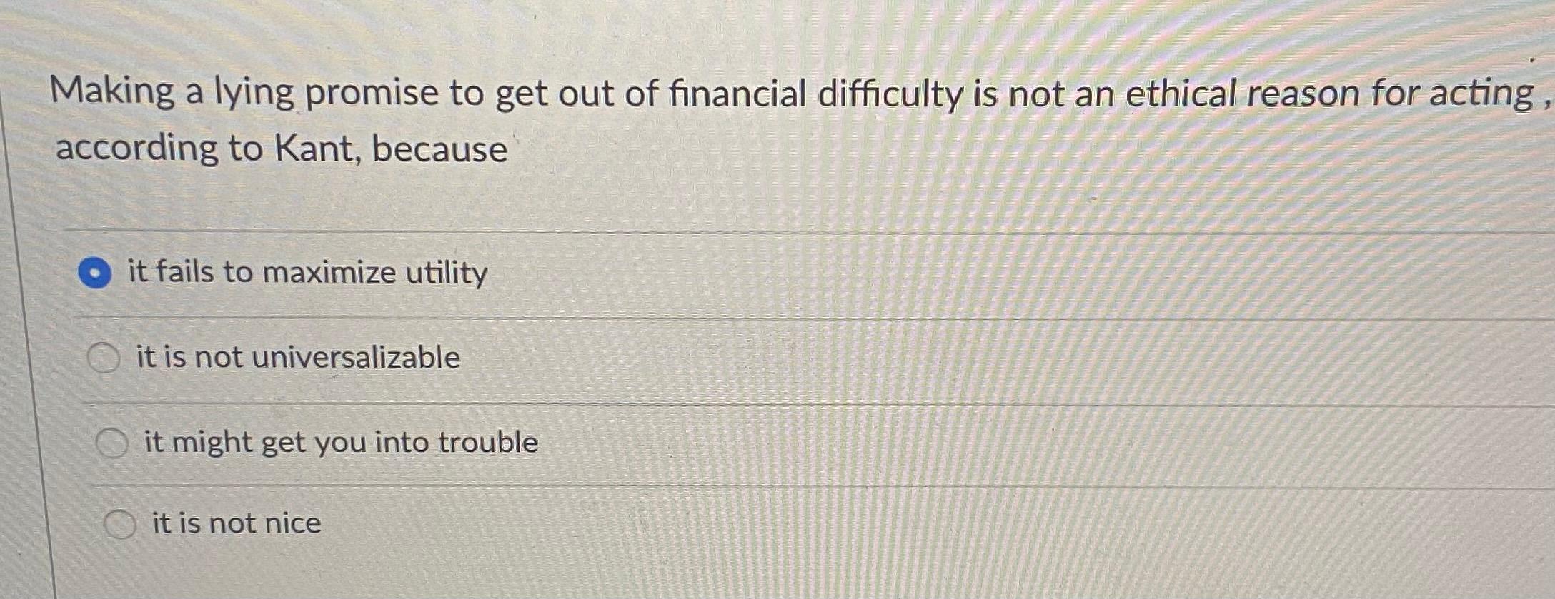 Solved Making a lying promise to get out of financial | Chegg.com