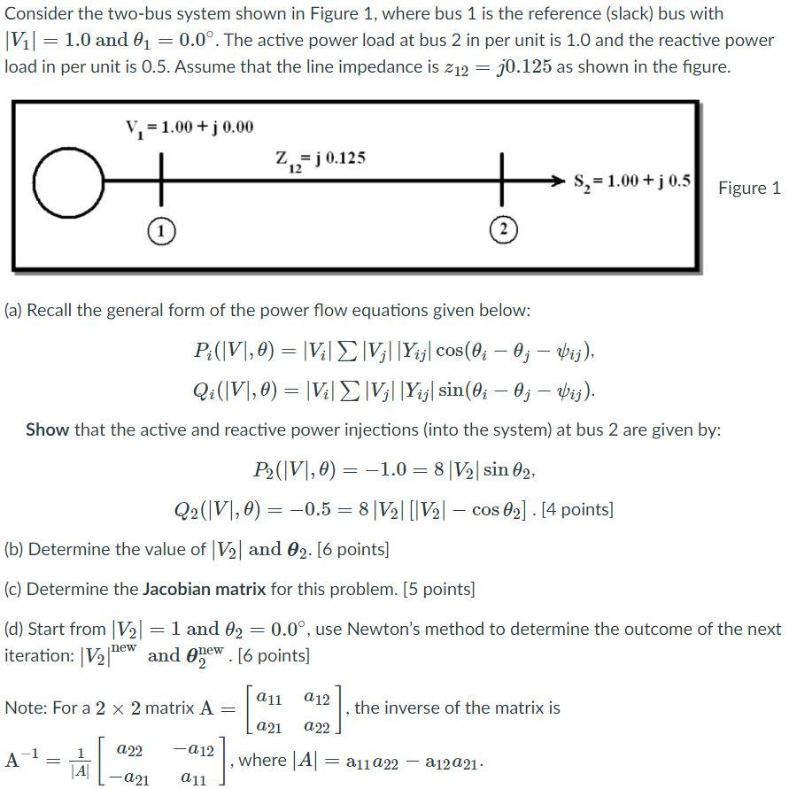 Solved Consider the two-bus system shown in Figure 1, where | Chegg.com