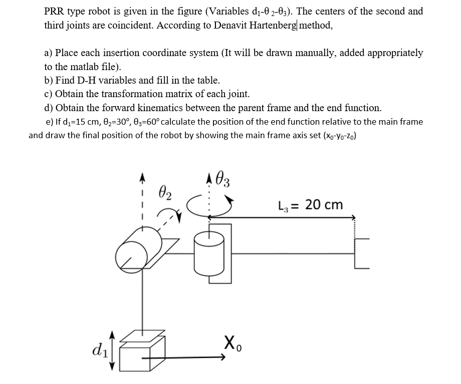 PRR type robot is given in the figure (Variables | Chegg.com