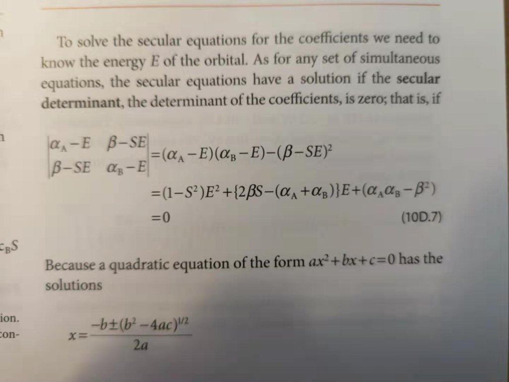 Solved To solve the secular equations for the coefficients | Chegg.com