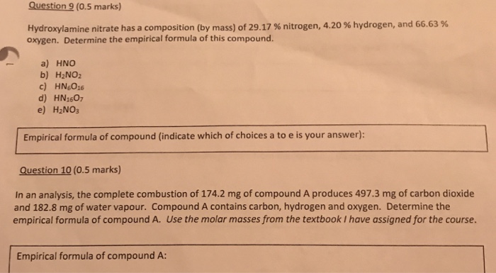 Solved Question 9 (0.5 marks) Hydroxylamine nitrate has a | Chegg.com