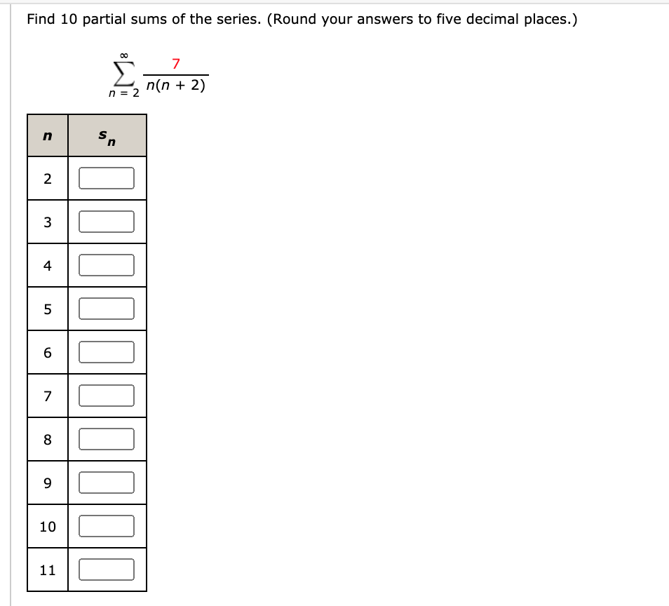 Solved Find 10 Partial Sums Of The Series Round Your 