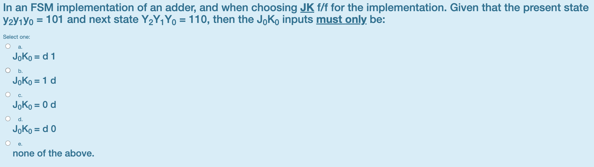 Solved In an FSM implementation of an adder, and when | Chegg.com