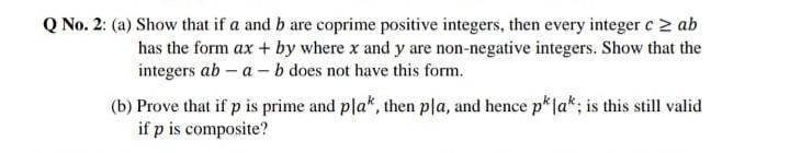 Solved Q No. 2: (a) Show that if a and b are coprime | Chegg.com