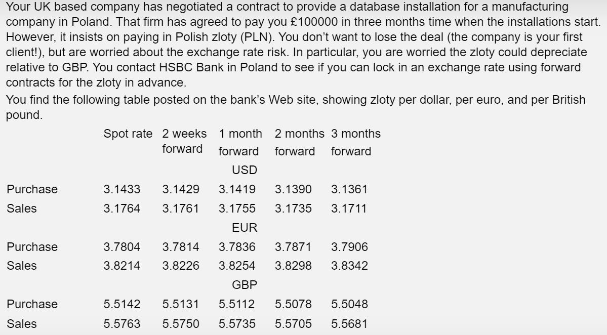 Solved (a) What exchange rate could you use to lock in | Chegg.com