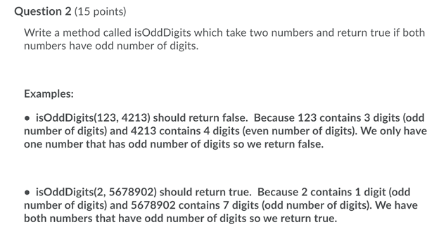 Solved Question 2 (15 points) Write a method called | Chegg.com