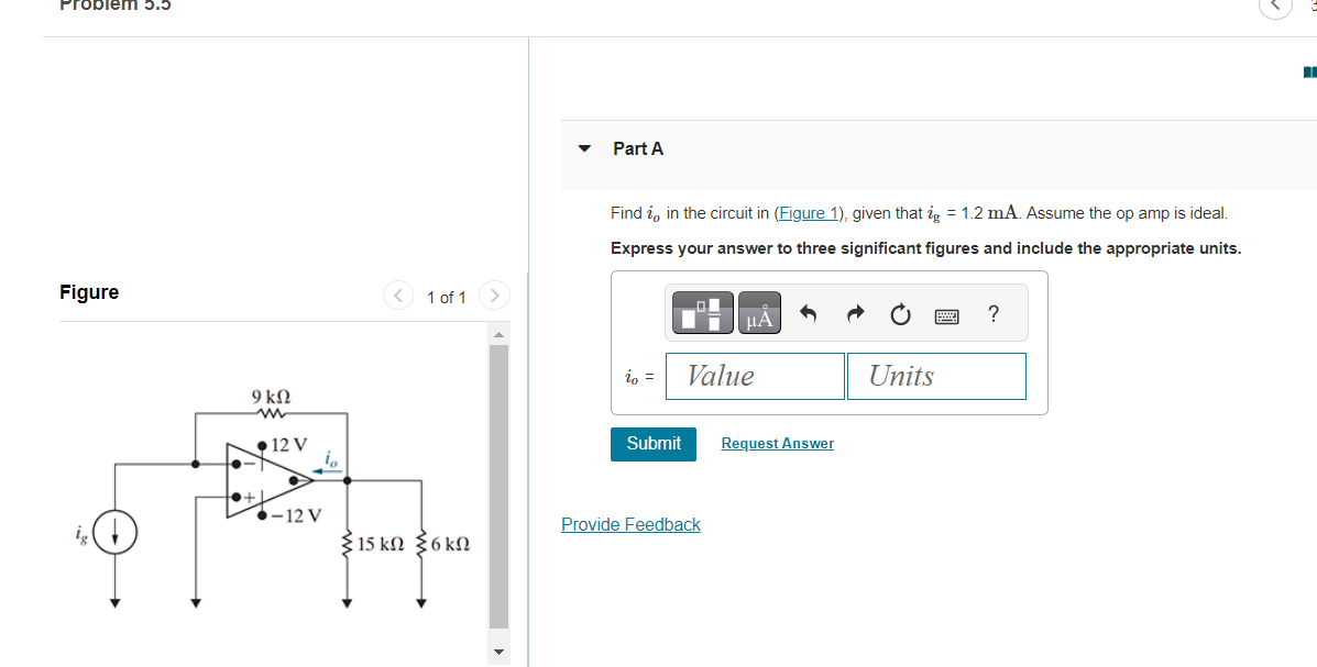 Solved Find io in the circuit in given that ig=1.2 mA. | Chegg.com