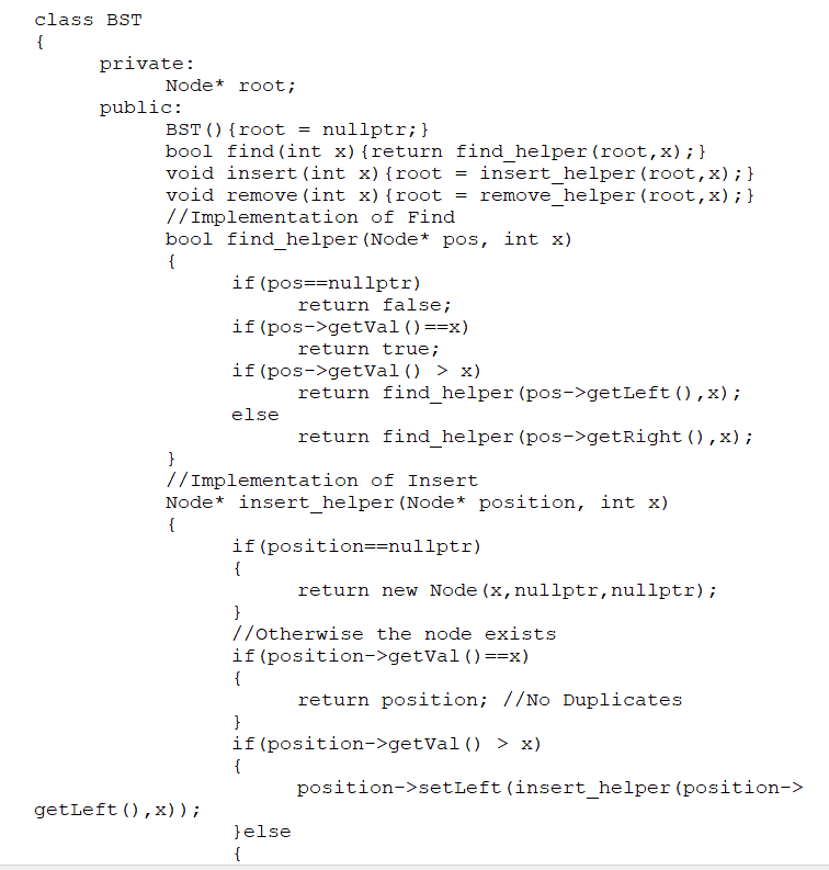 Solved class Node { private: int value; Node* left; Node* | Chegg.com