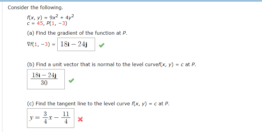 Solved Consider the following f(x, y) 9x2 4y2 c 45, P(1, -3) | Chegg.com