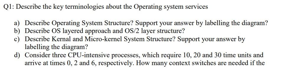 Solved Q1: Describe the key terminologies about the | Chegg.com