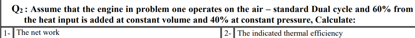 Solved Q2: Assume that the engine in problem one operates on | Chegg.com