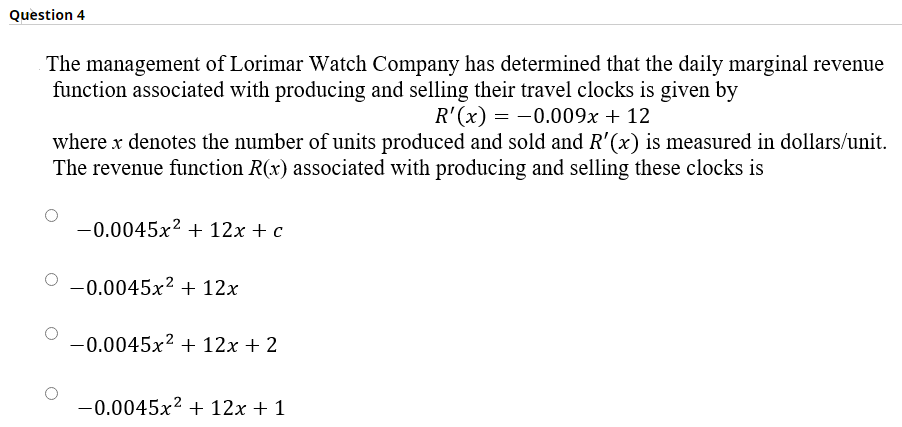 Solved Question 4 The management of Lorimar Watch Company | Chegg.com