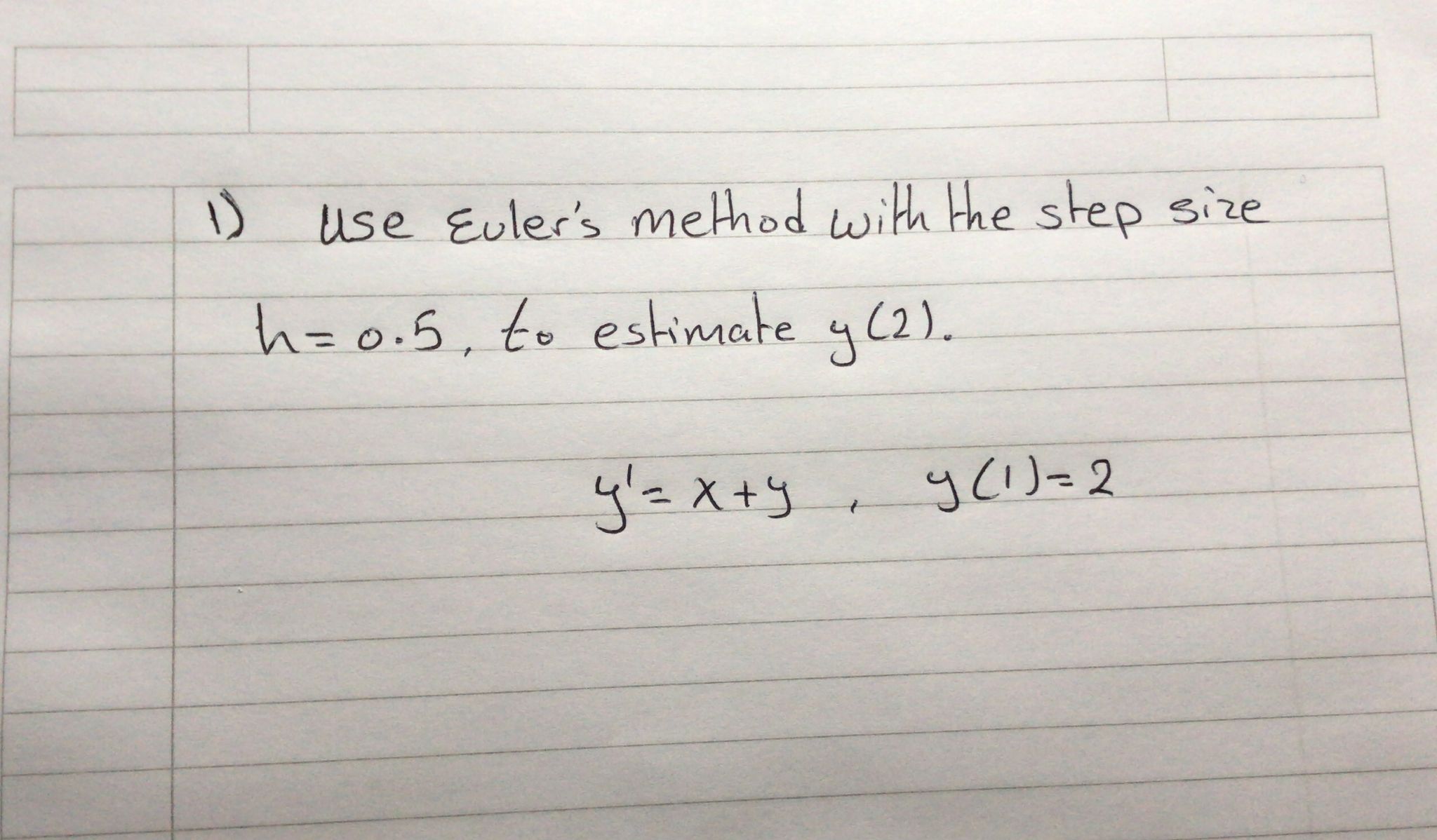 Solved 1) Use Euler's method with the step size h=0.5, to | Chegg.com
