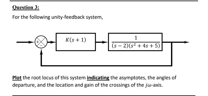 Solved Question 3:For the following unity-feedback | Chegg.com