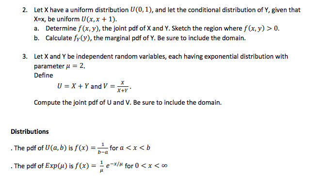 Solved 2 Let X Have A Uniform Distribution U 0 1 And Let