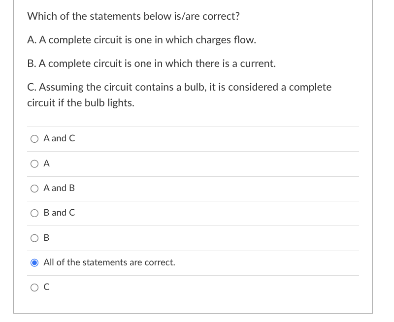 Solved Which of the statements below is/are correct? A. A | Chegg.com