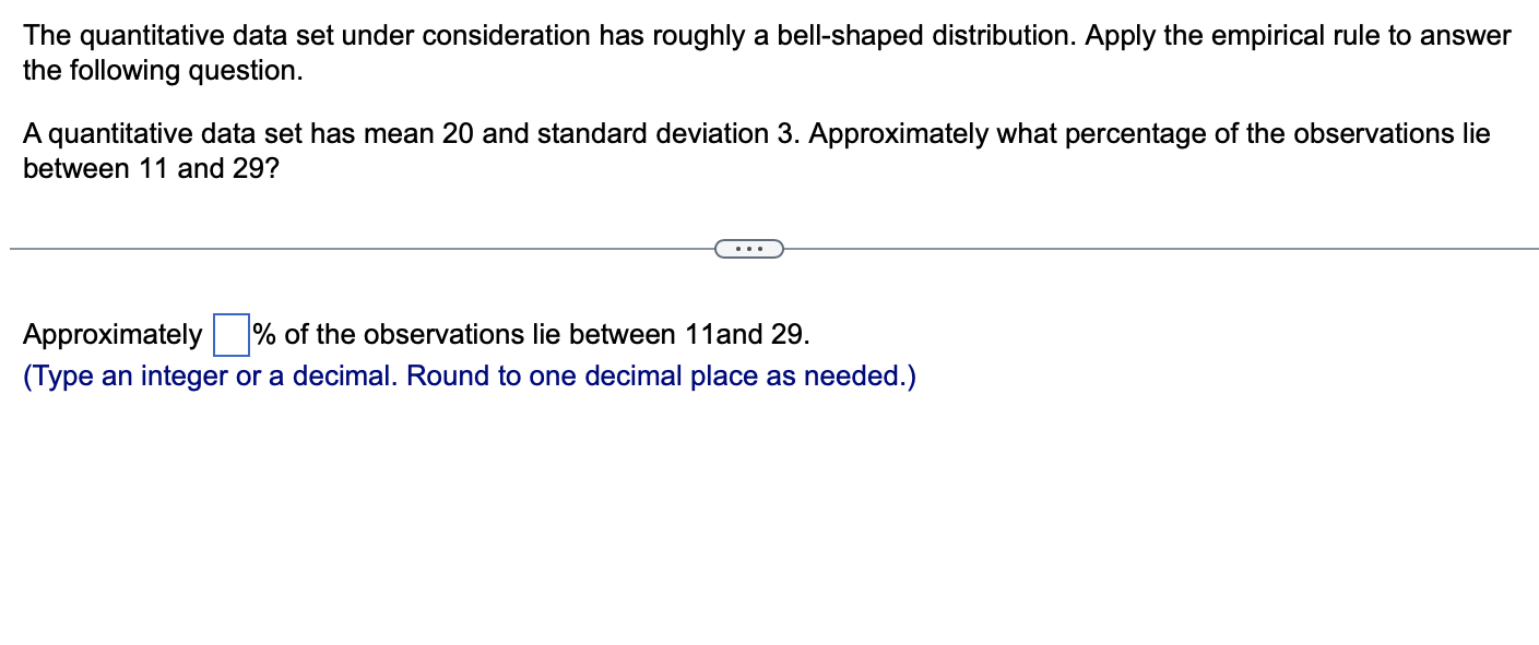 Solved The quantitative data set under consideration has | Chegg.com