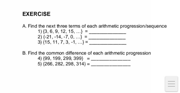 Solved EXERCISE A. Find the next three terms of each | Chegg.com