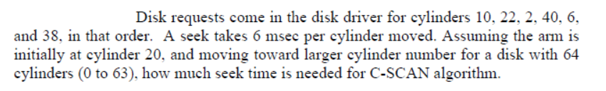 Solved Disk requests come in the disk driver for cylinders | Chegg.com