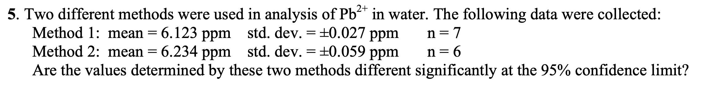 Solved 2+ = = 5. Two different methods were used in analysis | Chegg.com