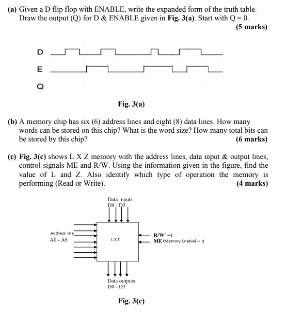 Solved (a) Given a D flip flop with ENABLE, write the | Chegg.com