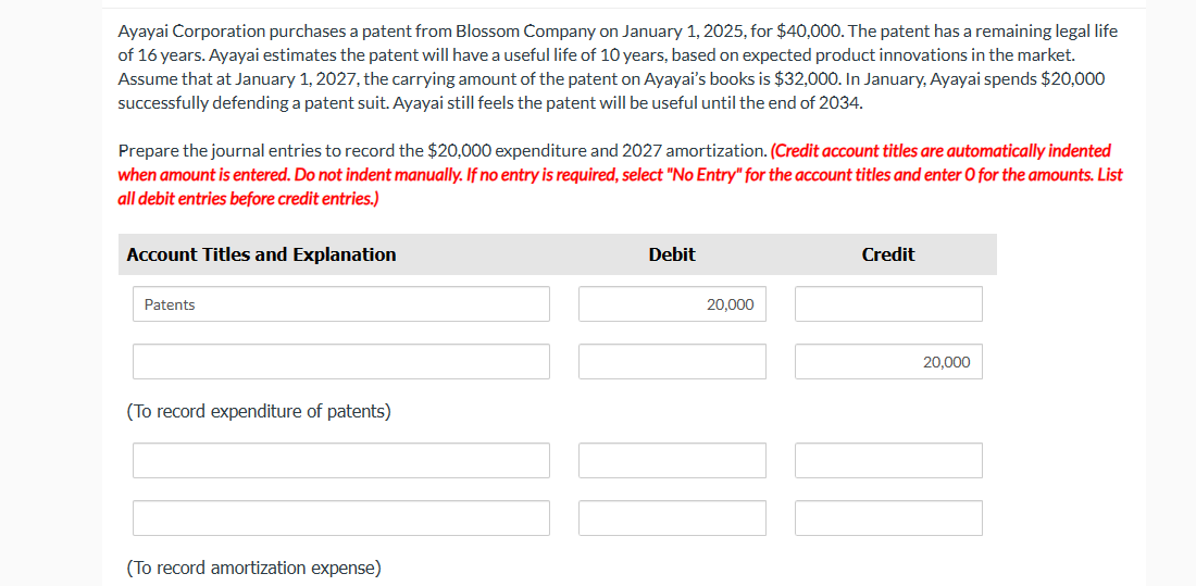 Solved Ayayai Corporation purchases a patent from Blossom | Chegg.com