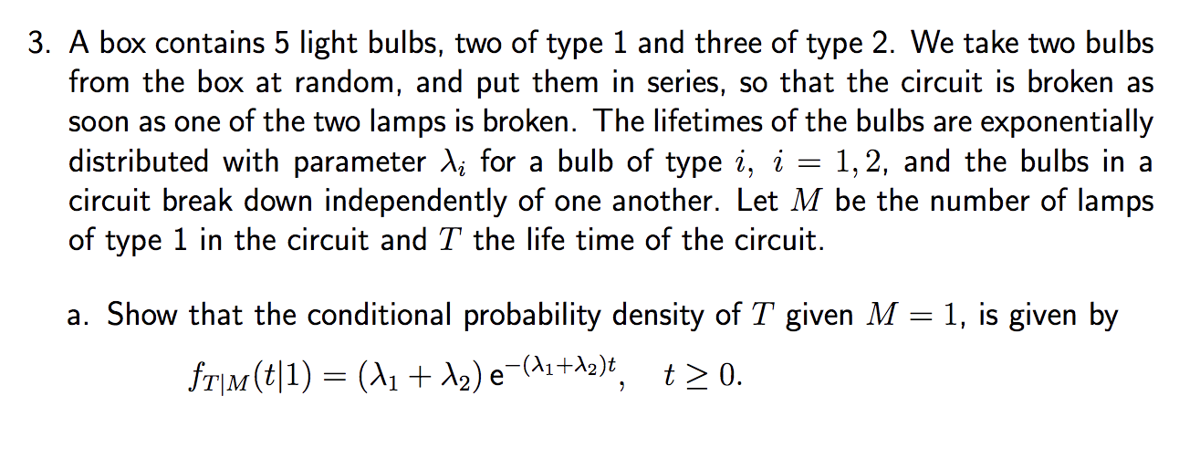 Solved 3. A box contains 5 light bulbs, two of type 1 and | Chegg.com