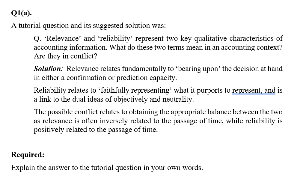 Solved Q1(a). A tutorial question and its suggested solution | Chegg.com