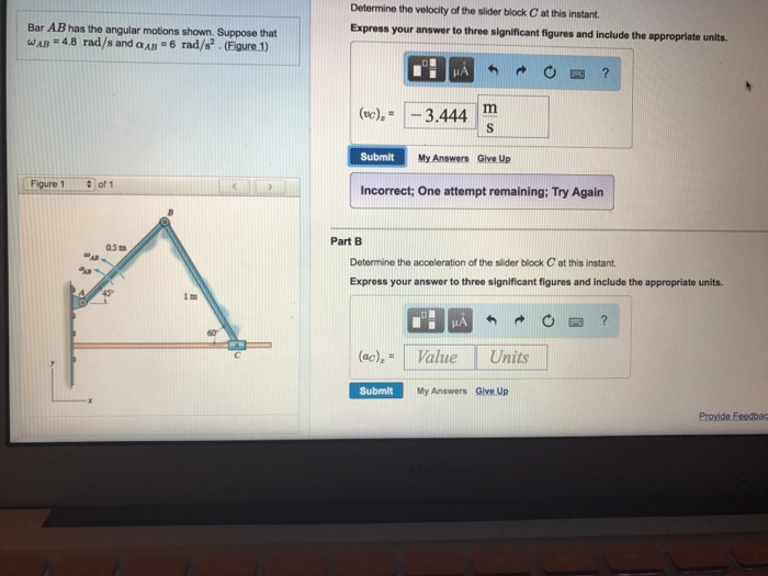 Solved Bar AB has the angular motions shown. Suppose that | Chegg.com