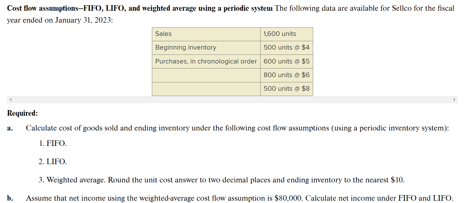 Solved Cost flow assumptions-FIFO, LIFO, and weighted | Chegg.com