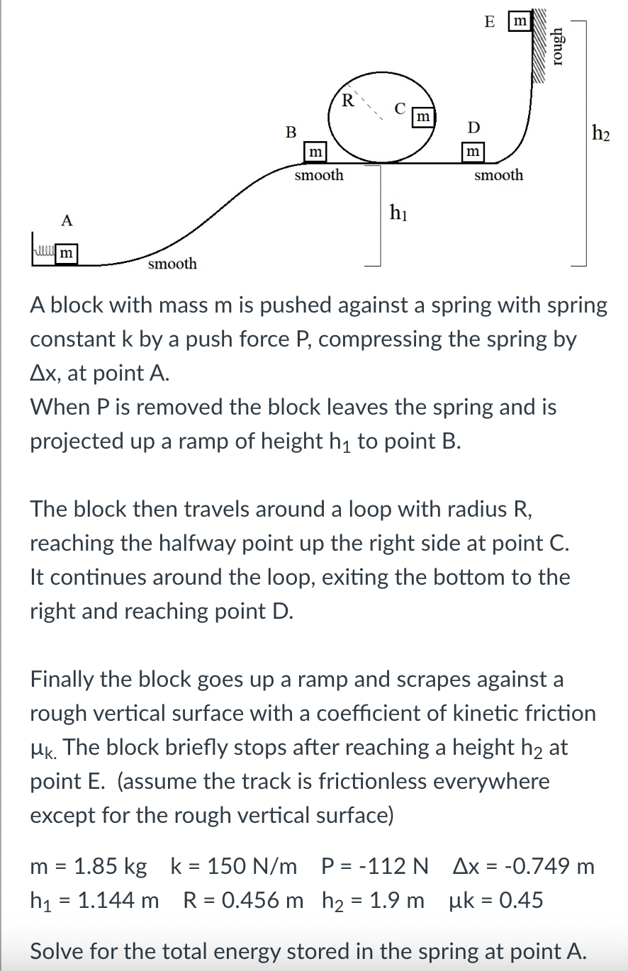 Solved What is the total energy of the block at point B?2) | Chegg.com