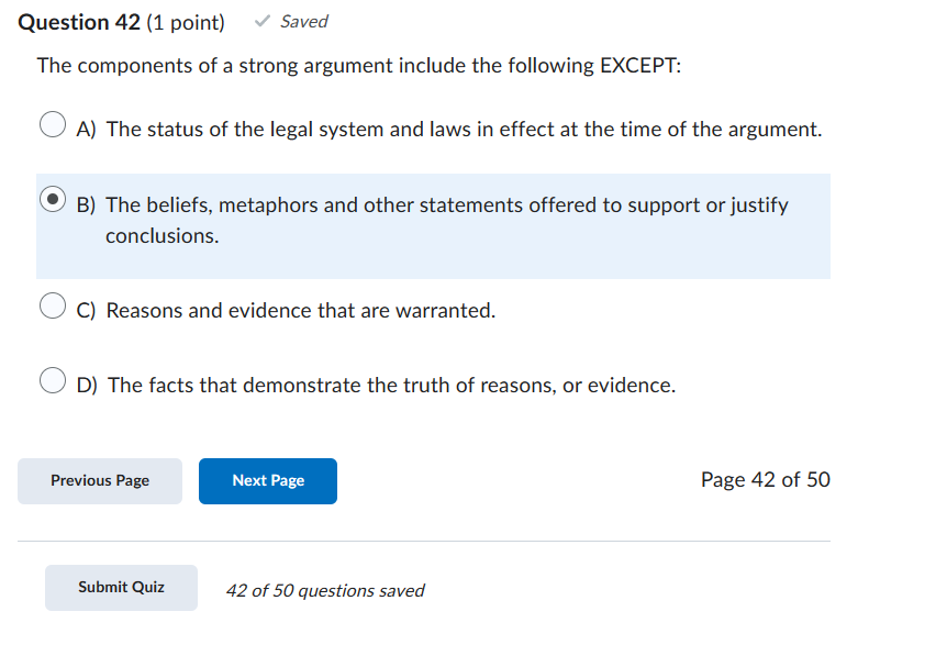 Solved The components of a strong argument include the | Chegg.com