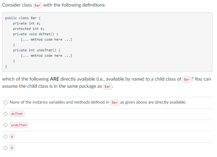 Solved Consider class Foo with the following definitions: | Chegg.com